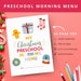 Preschool Morning Menu Printable, Homeschool Preschool, Preschool ...