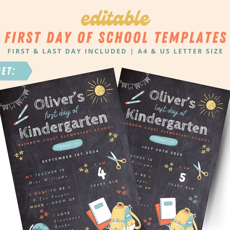 Editable School Sign - Etsy