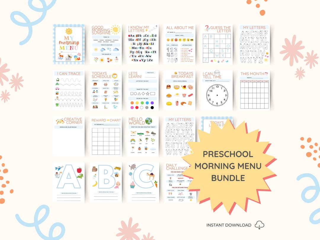 Preschool Morning Menu Printable, Homeschool Preschool, Preschool ...