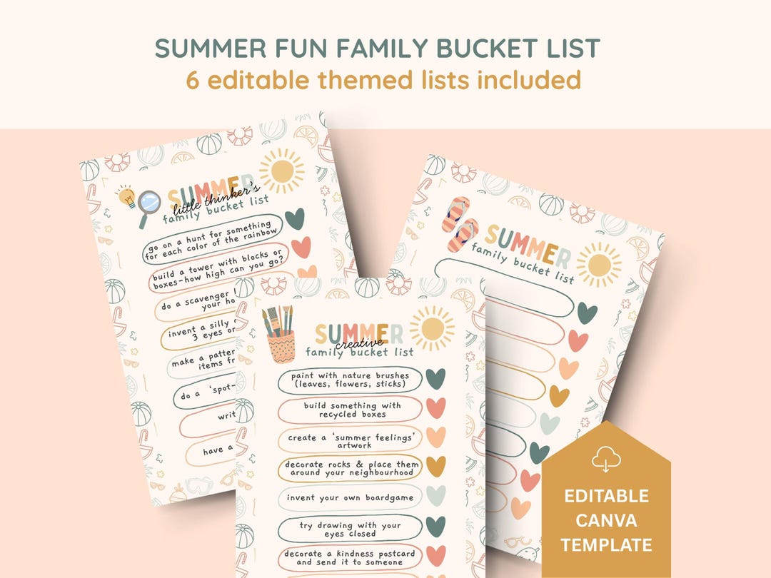 Summer Bucket List Printable, Summer Break Bucket List Template, Summer ...