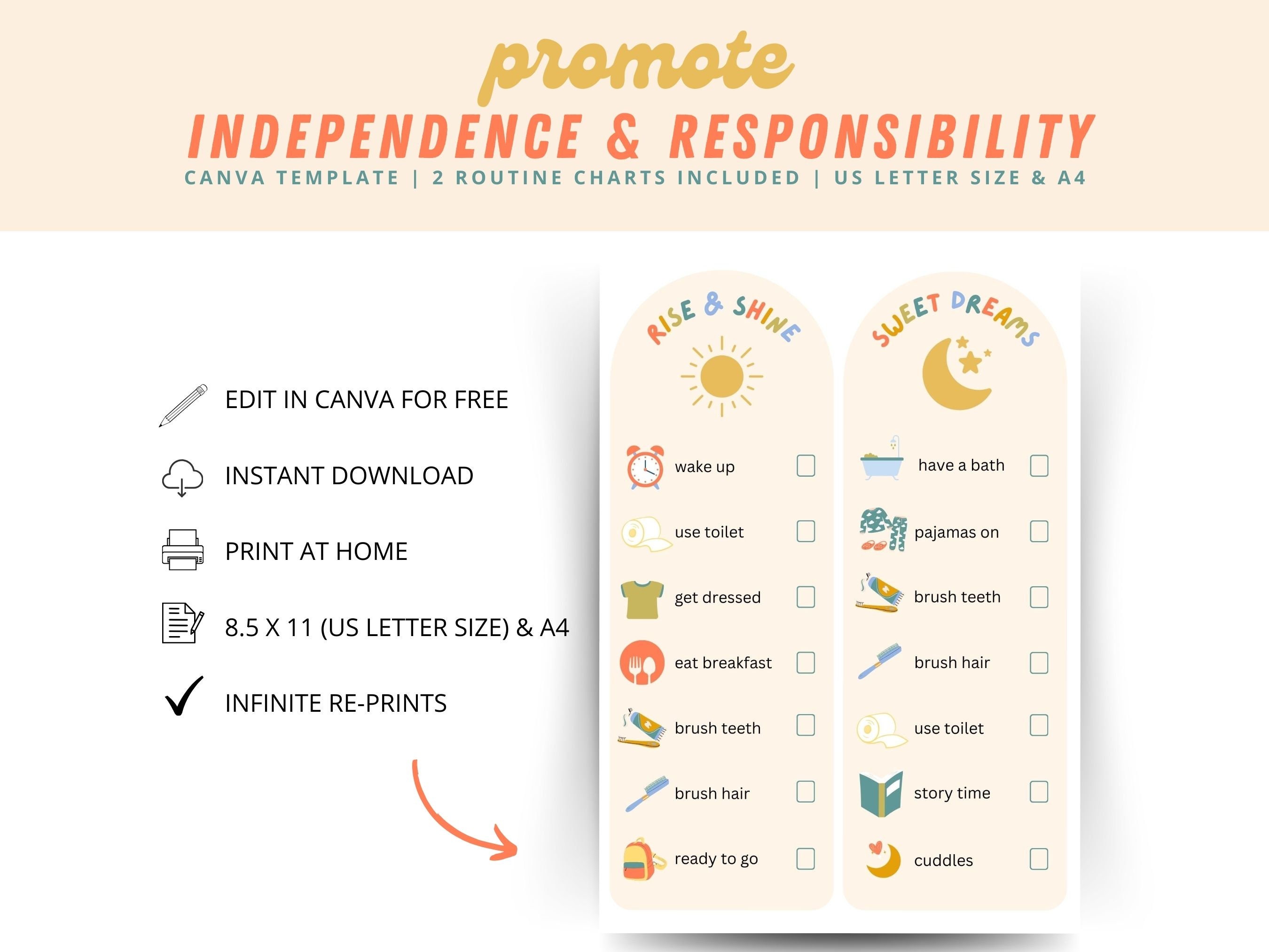 Toddler Chore Chart With Pictures, Kids Routine Checklist, Chore Chart ...