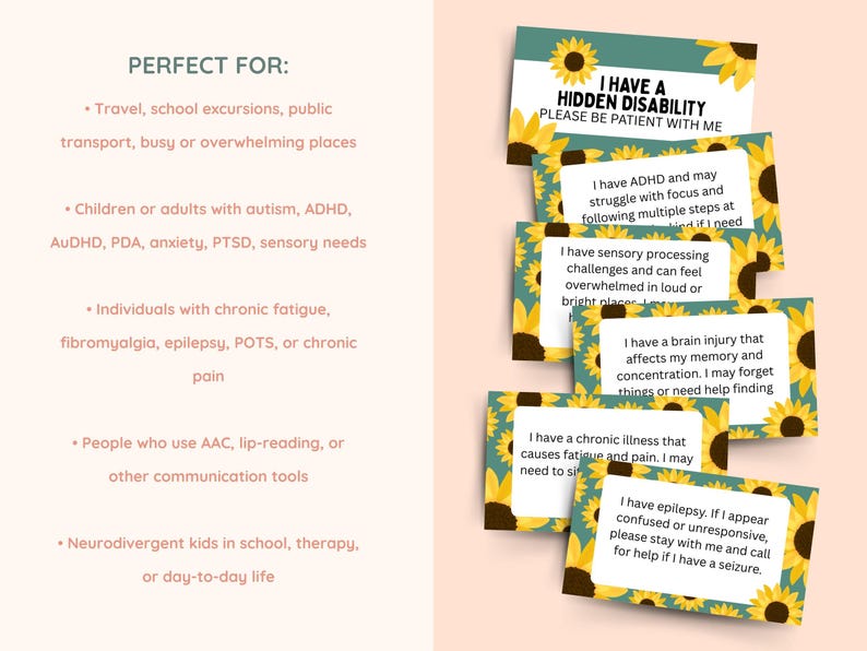 Instant Download, Personalized Hidden Disability Awareness Card ...