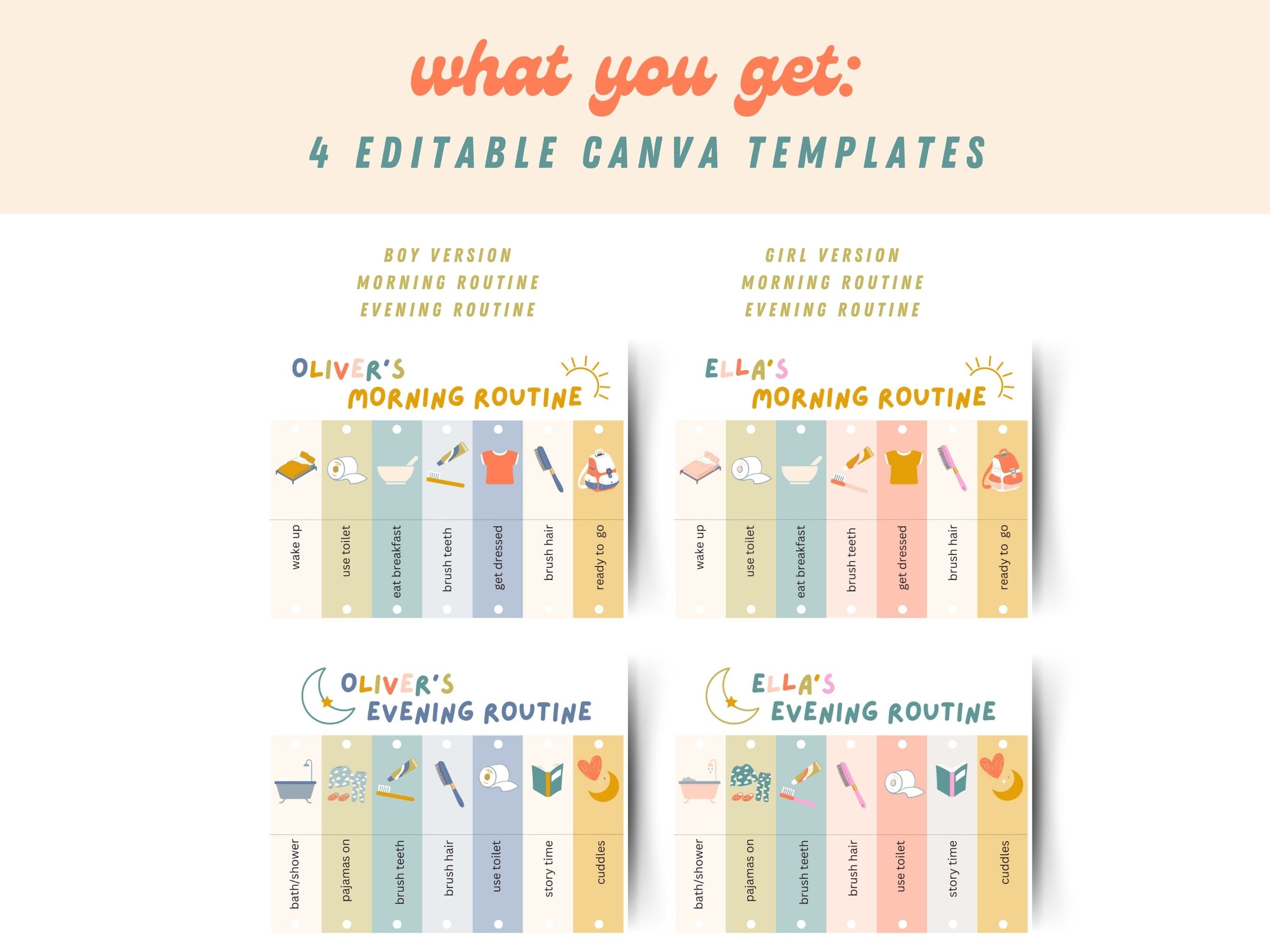 Morning & Evening Routine Flip Chart, Toddler Routine Flip Chart, Kids ...