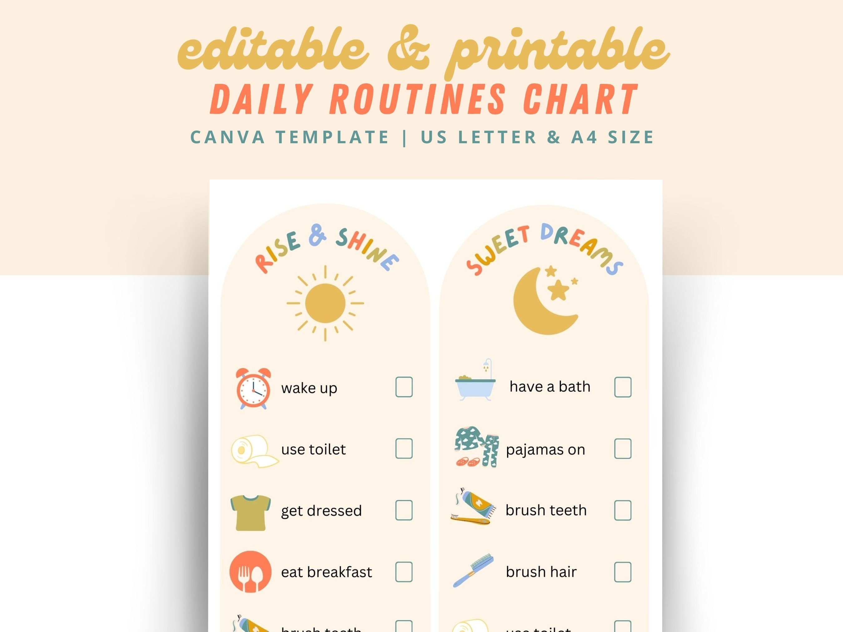 Toddler Chore Chart With Pictures, Kids Routine Checklist, Chore Chart ...