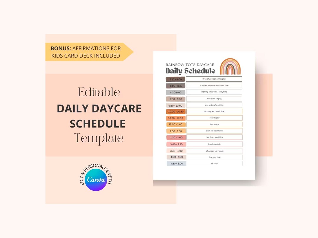 Daily Daycare Schedule, Daycare Forms, Daycare Provider, Home Daycare ...