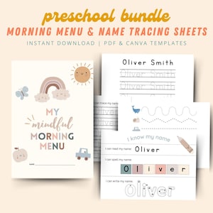 Preschool Morning Menu Printable, Homeschool Preschool, Preschool ...