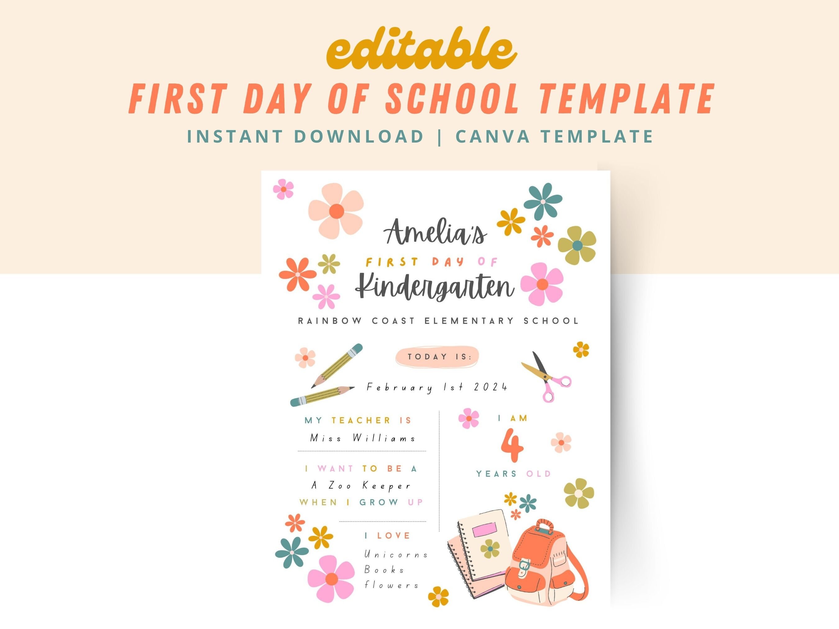 Editable First Day of School Sign Flower, Back to School Board, Last ...