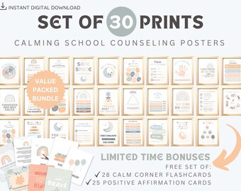 Calming Corner Posters Boho Rainbow Elementary Classroom Calm - Etsy