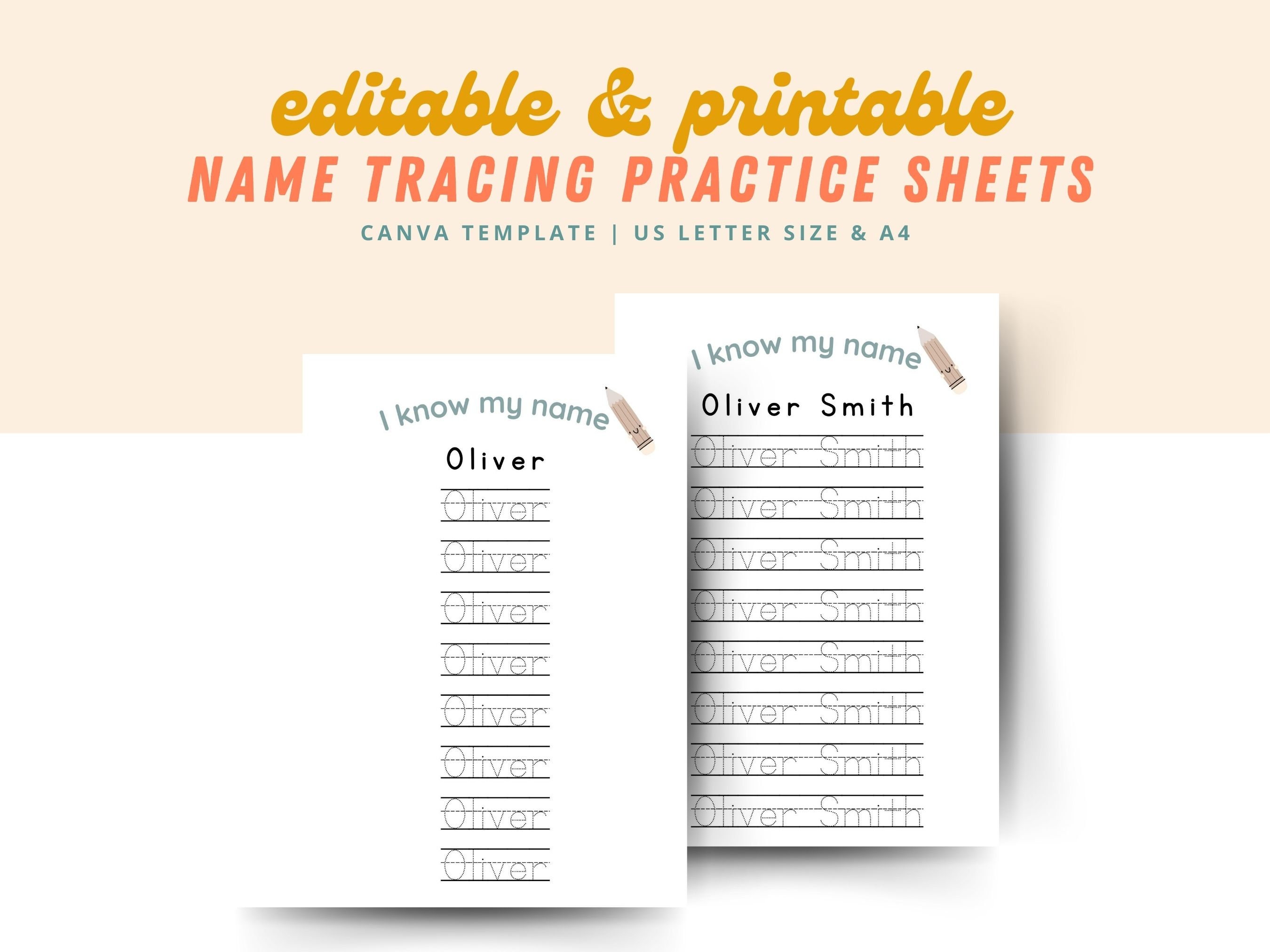 Editable Custom Name Tracing Sheet Personalized Name Tracing Page Prek ...