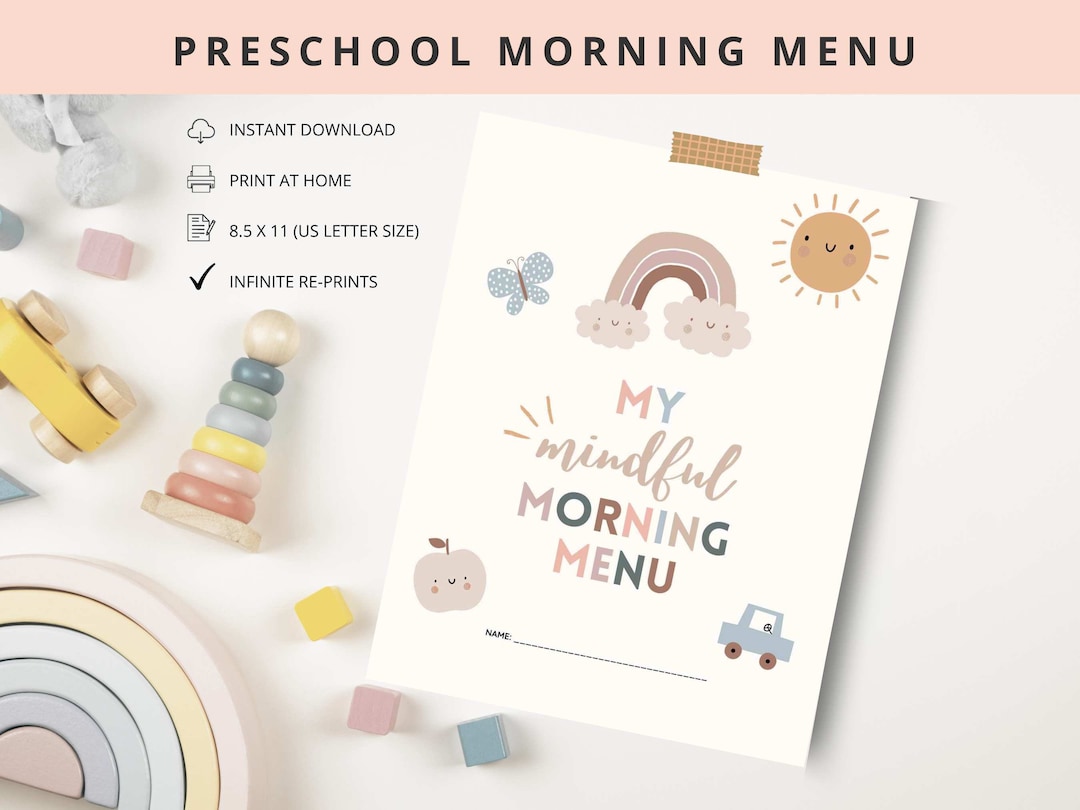 Preschool Morning Menu Printable, Homeschool Preschool, Preschool ...