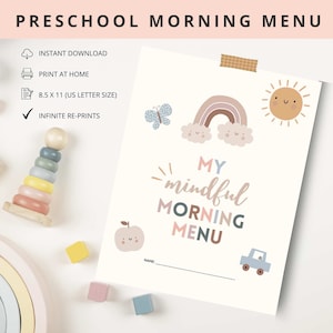 Preschool Morning Menu Printable, Homeschool Preschool, Preschool ...