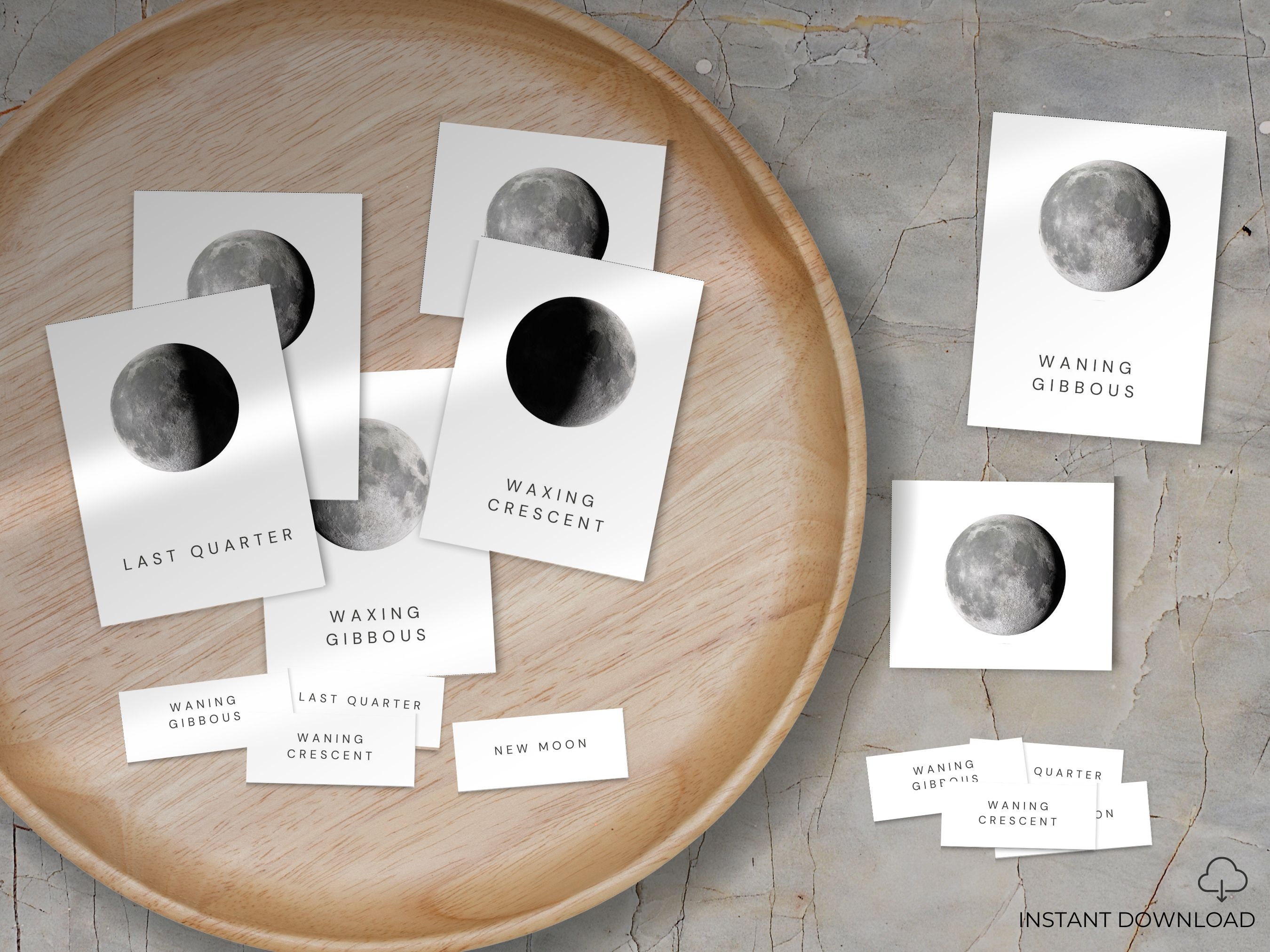 Montessori Moon Phases Cards, Montessori at Home, Lunar Cycle ...