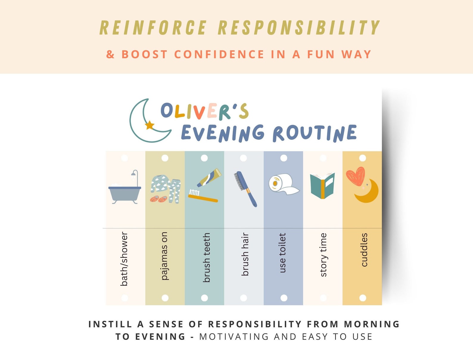 Morning & Evening Routine Flip Chart, Toddler Routine Flip Chart, Kids ...