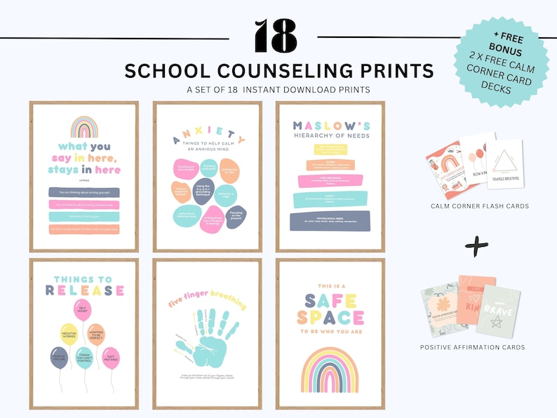 18 School Counseling Signs Posters Psychologist Office Decor Counselor ...