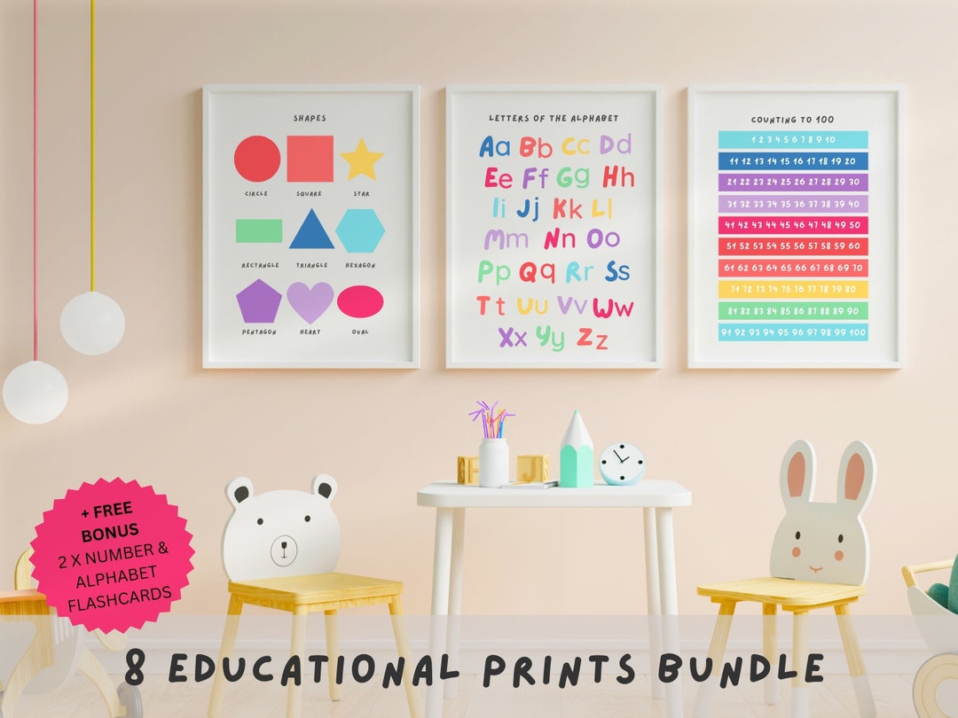 8 Montessori Posters Playroom Decor Preschool Educational Bundle ...