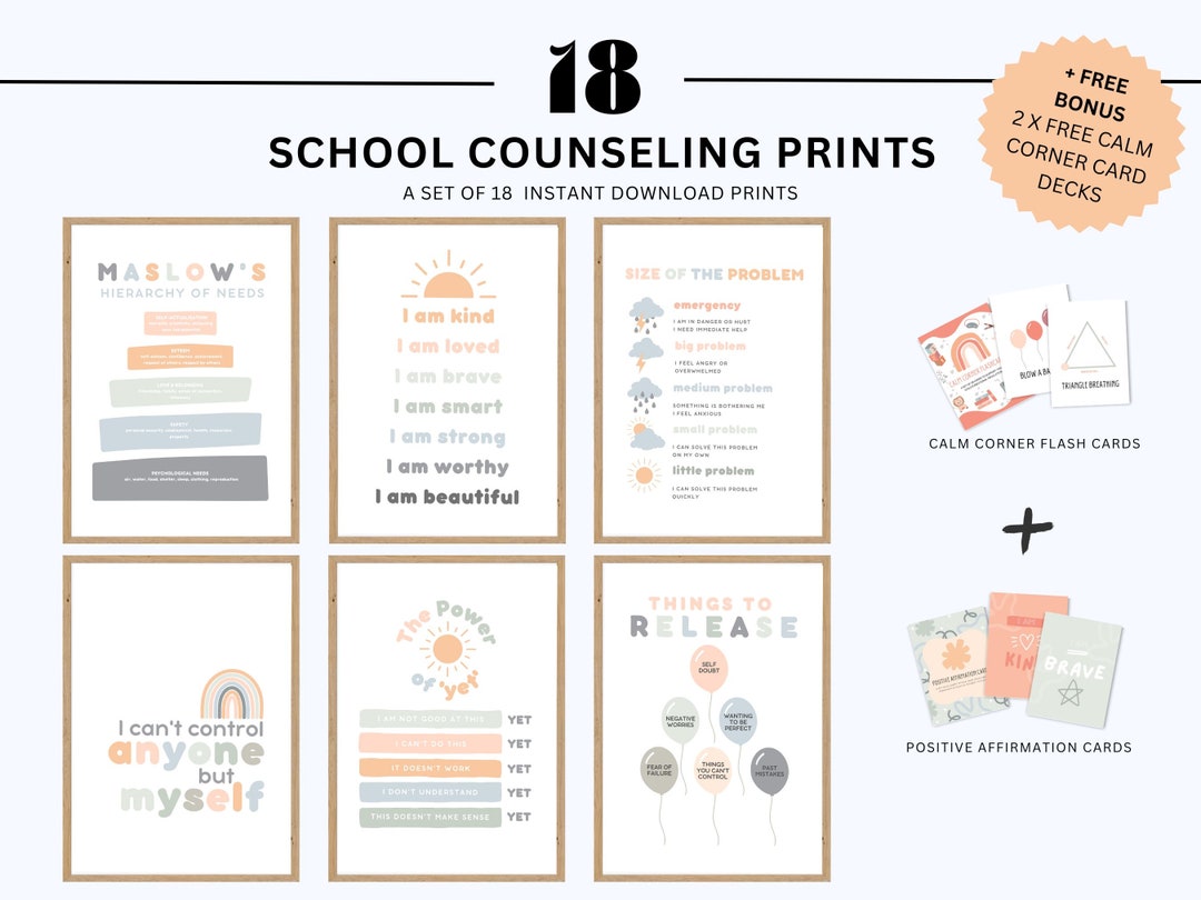 18 School Counseling Signs Posters Psychologist Office Decor Counselor ...