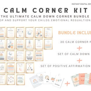 Calming Corner Kit Classroom Boho Calm Down Decor Wall Art Social ...