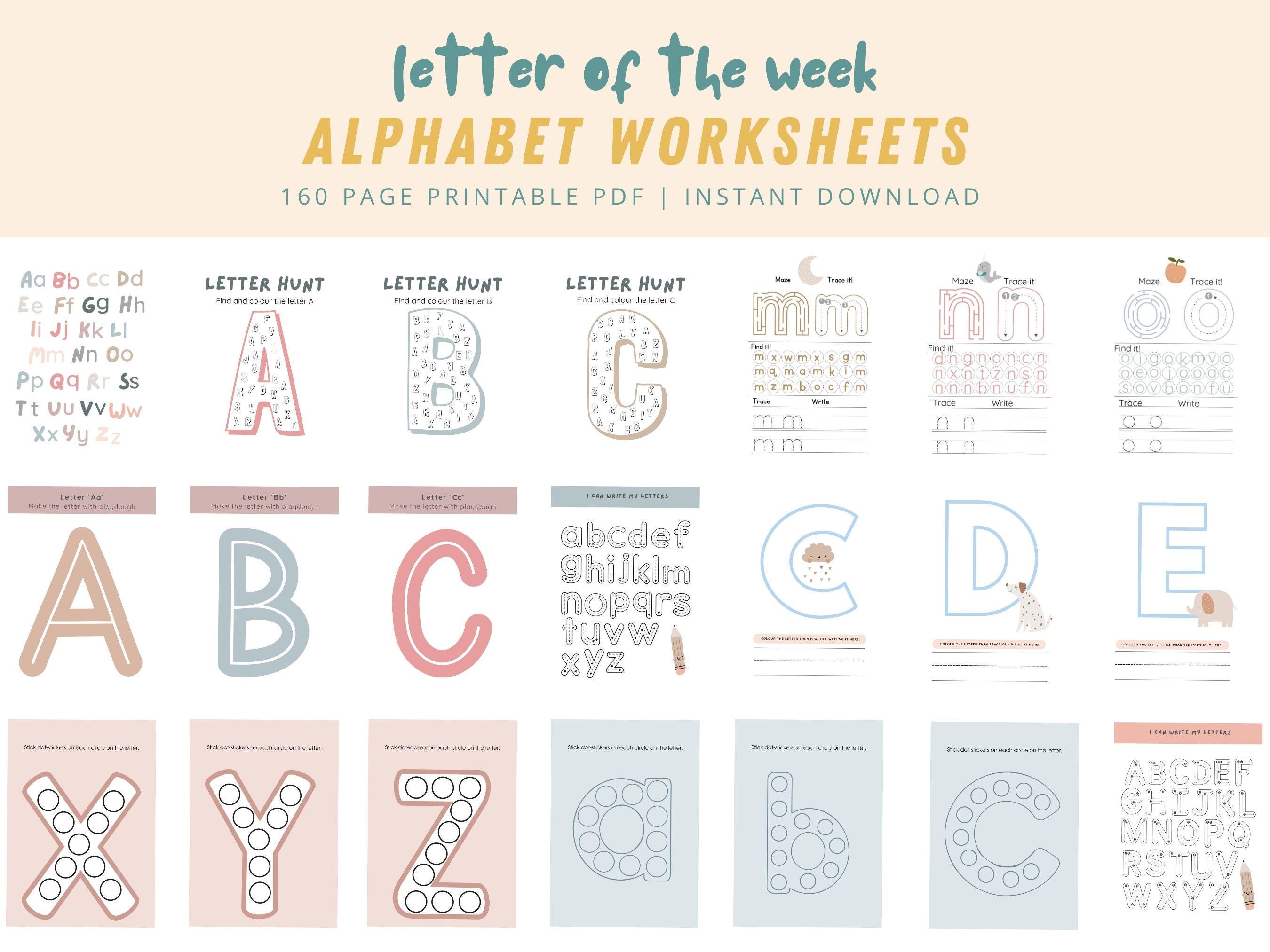 Letter of the Week Worksheets Printable, Alphabet Busy Book, Learning ...