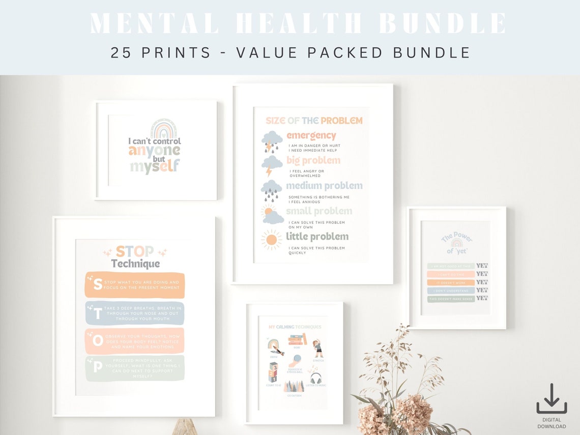 Calming Corner Kit Classroom Boho Calm Down Decor Wall Art Social ...