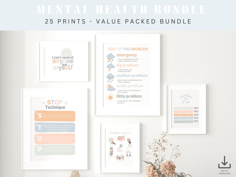 Calming Corner Kit Classroom Boho Calm Down Decor Wall Art Social ...