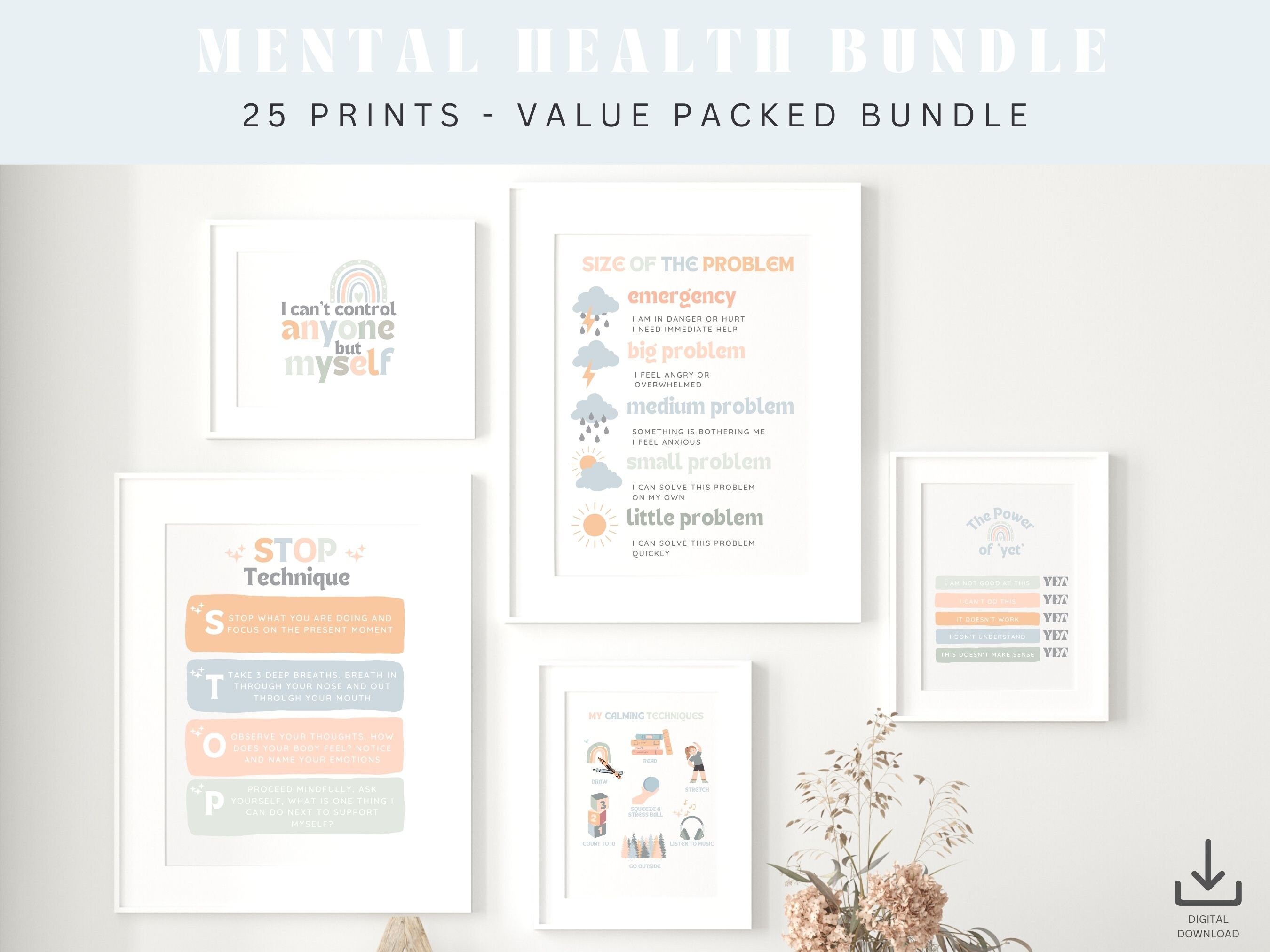 Calming Corner Kit Classroom Boho Calm Down Decor Wall Art Social ...