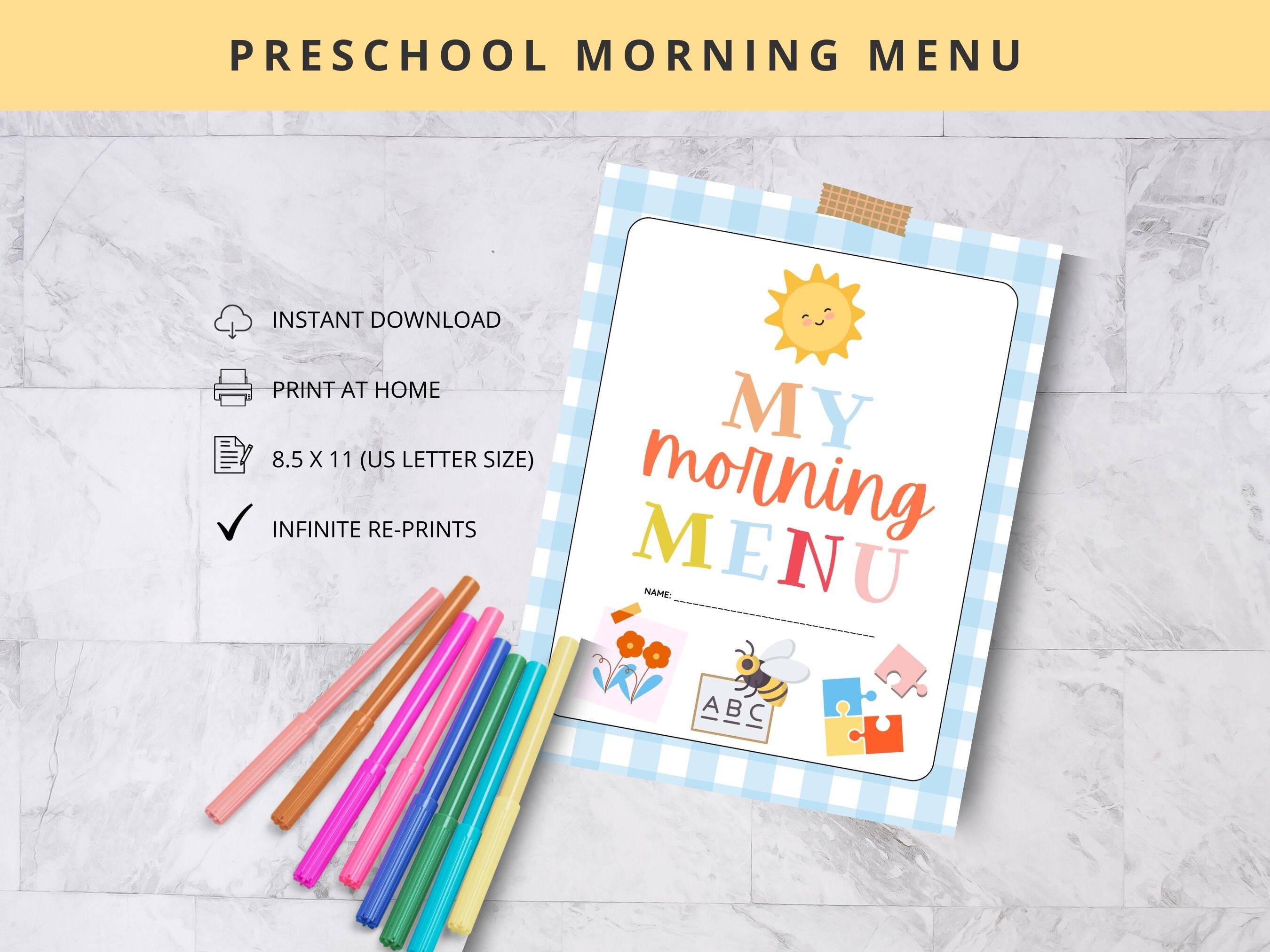 Preschool Morning Menu Printable, Homeschool Preschool, Preschool ...