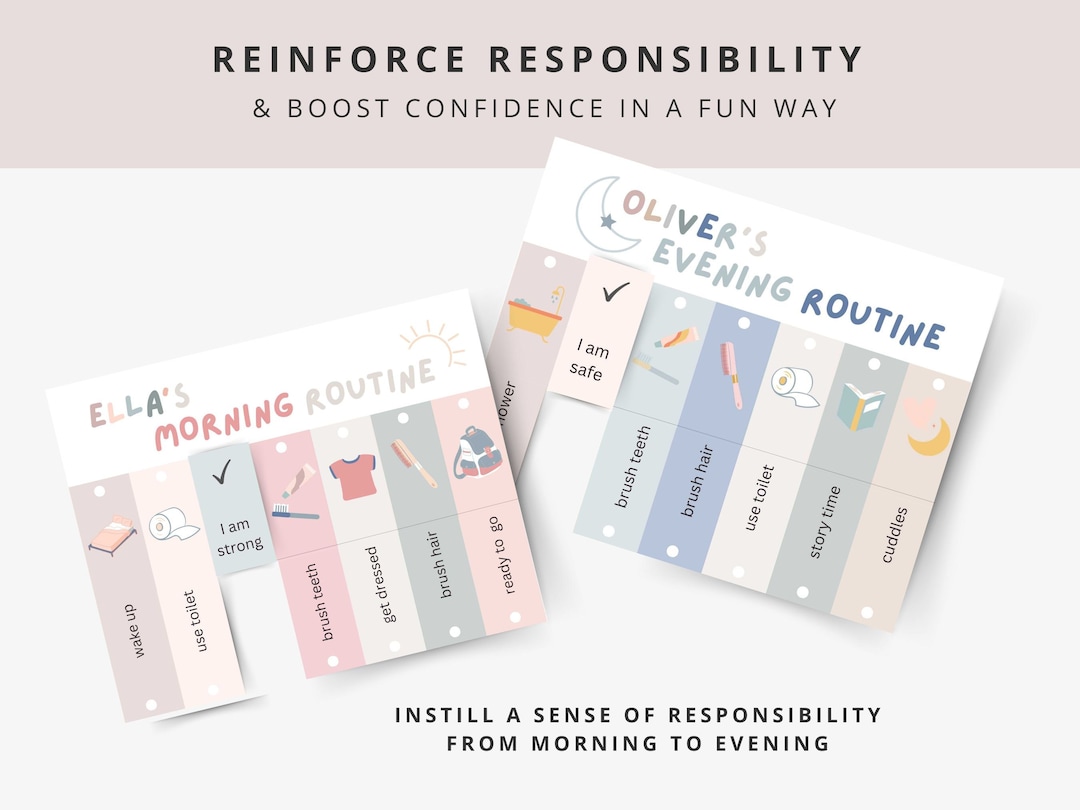 Kids Flip Routine Chart Editable Printable,morning Flip Done,evening ...