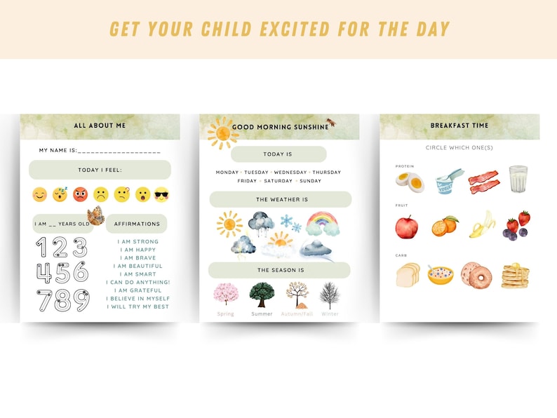 Preschool Morning Menu Printable, Homeschool Preschool, Preschool ...