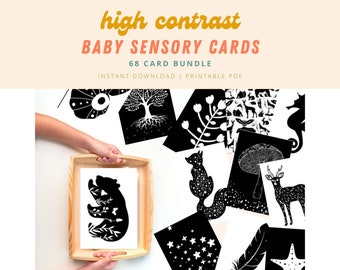42 Printable Sensory Flashcards, High-contrast Newborn Card, Visual ...