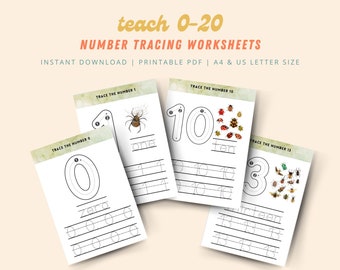 20 Number Tracing Worksheets, Traceable Numbers, Preschool Worksheets ...
