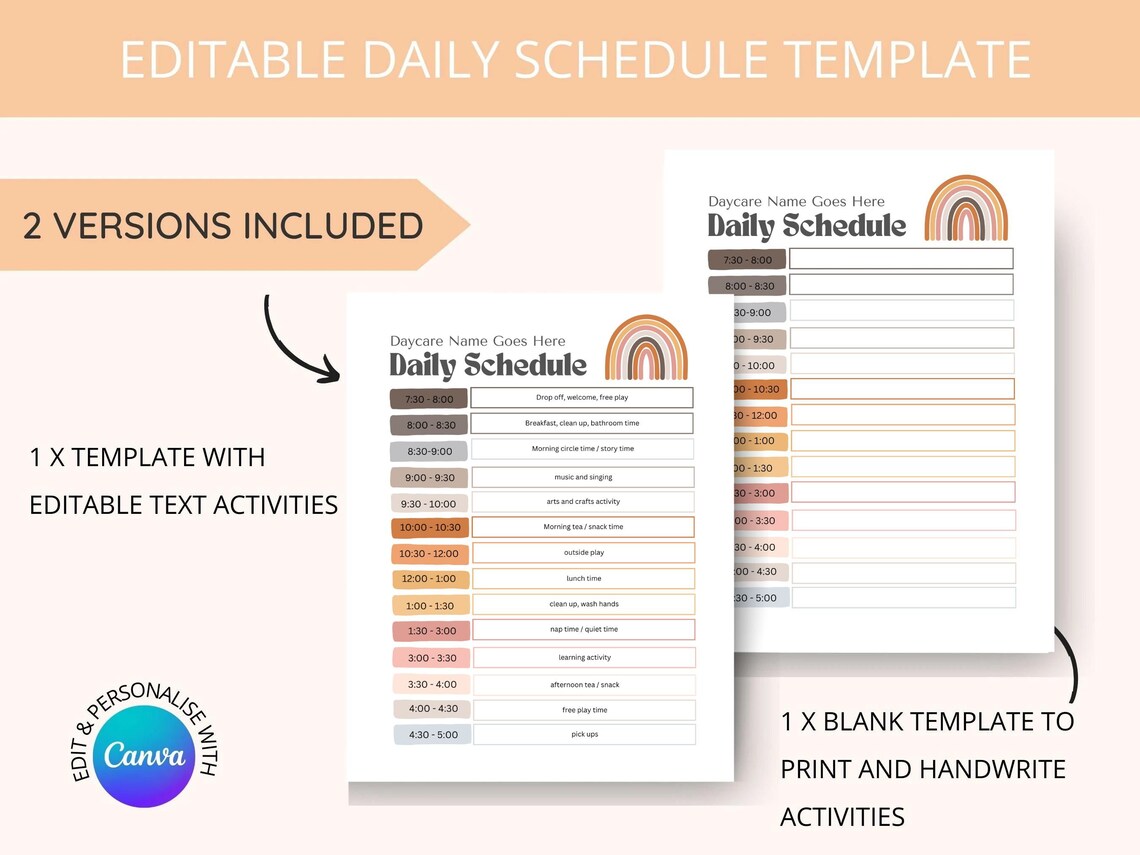 Daily Daycare Schedule, Daycare Forms, Daycare Provider, Home Daycare ...
