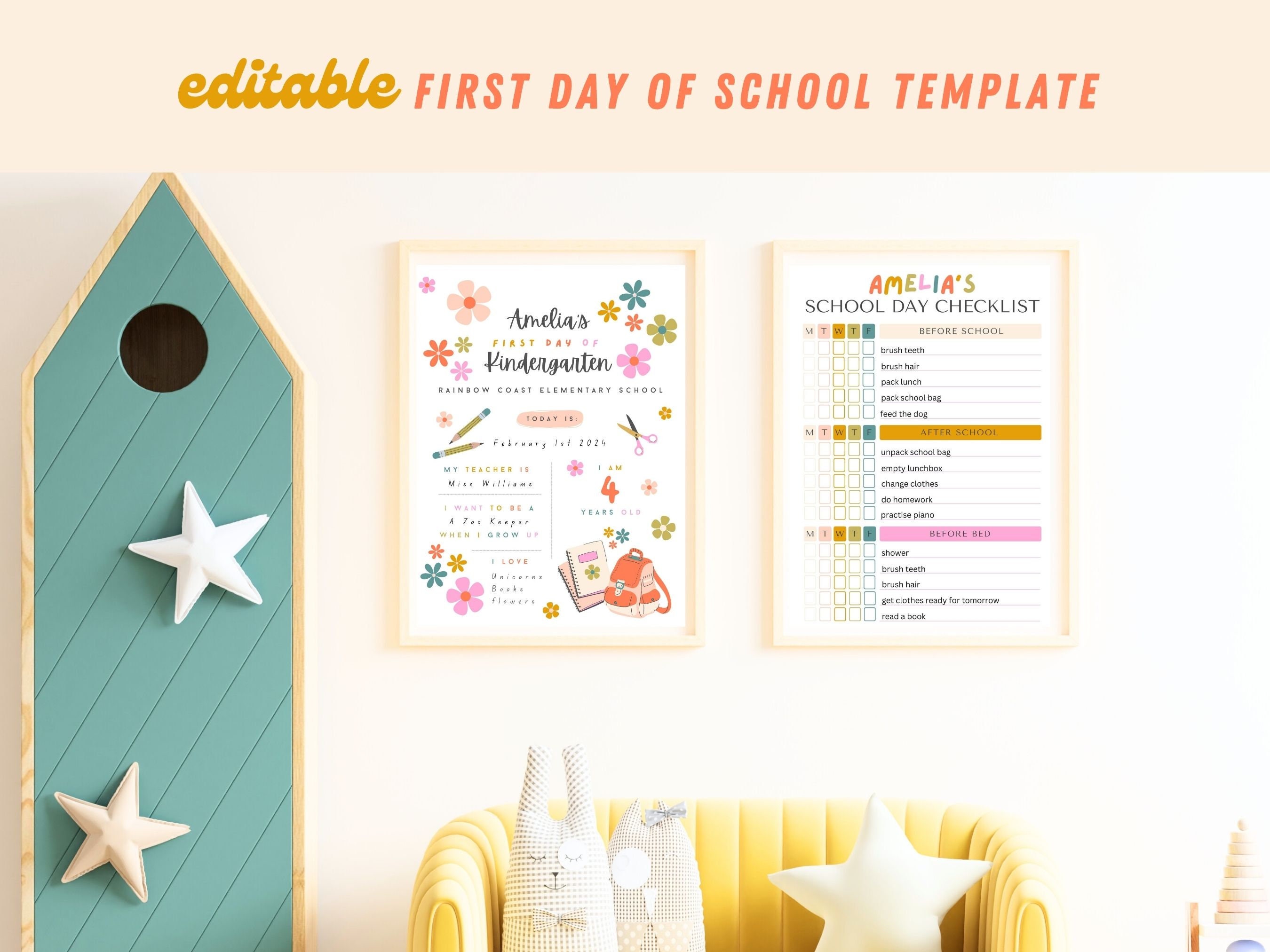 Editable First Day of School Sign Flower, Back to School Board, Last ...