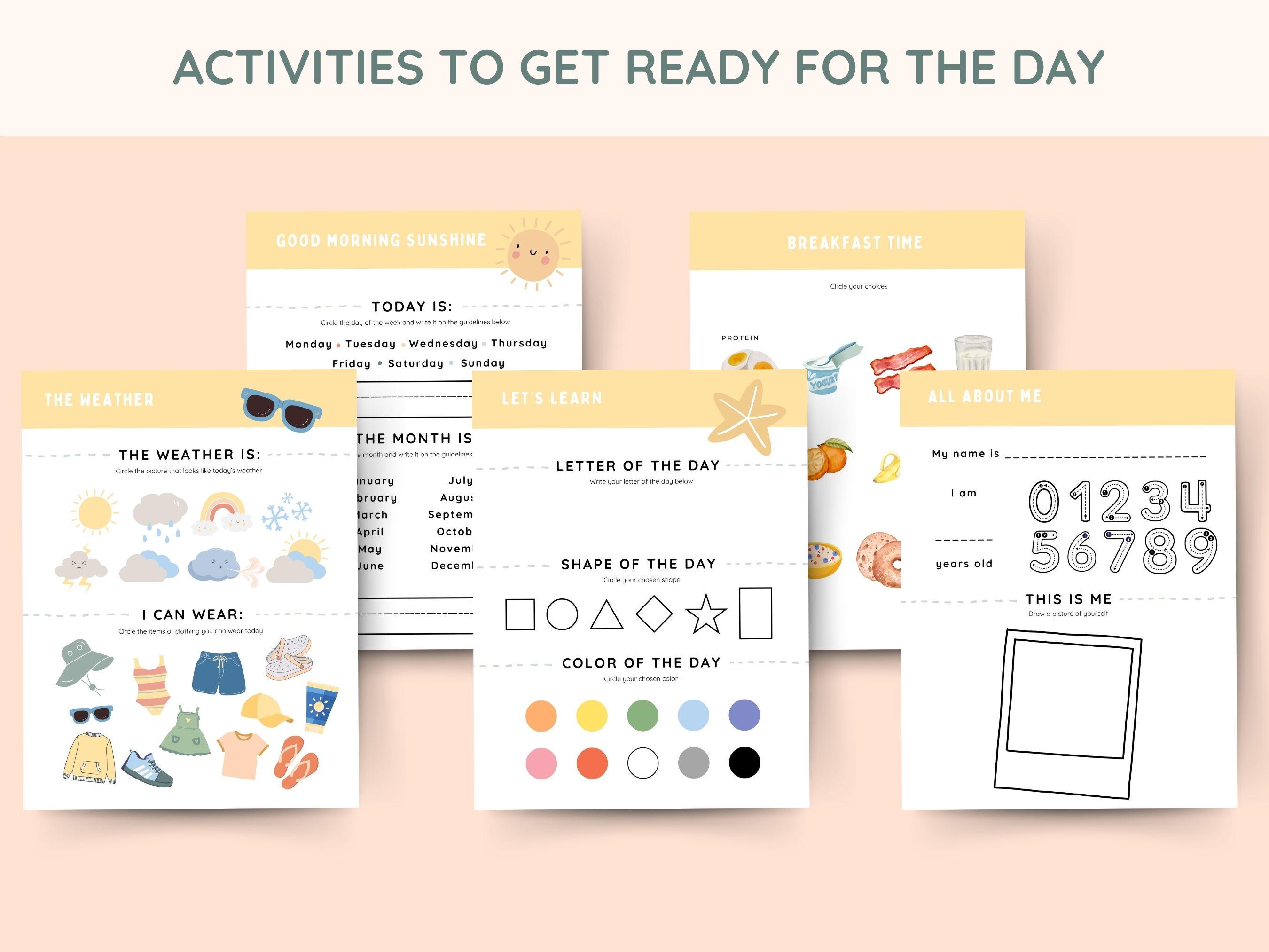 Custom Summer Morning Menu, Preschool Morning Menu Printable, Preschool ...