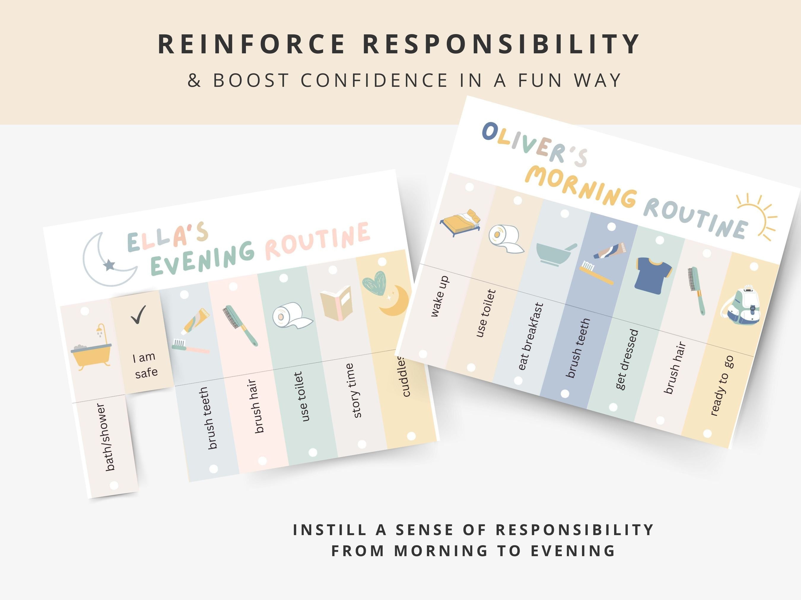 Morning & Evening Routine Flip Chart, Editable Visual Schedule ...