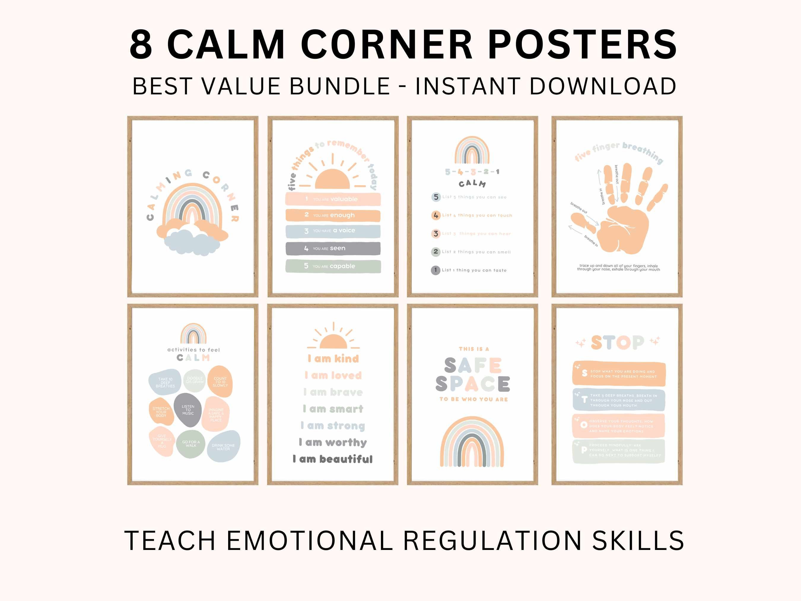 Calming Corner Sign Boho Rainbow Elementary Classroom Calm - Etsy