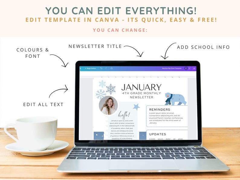 Editable School Newsletter Template, Newsletter Bundle, Monthly ...