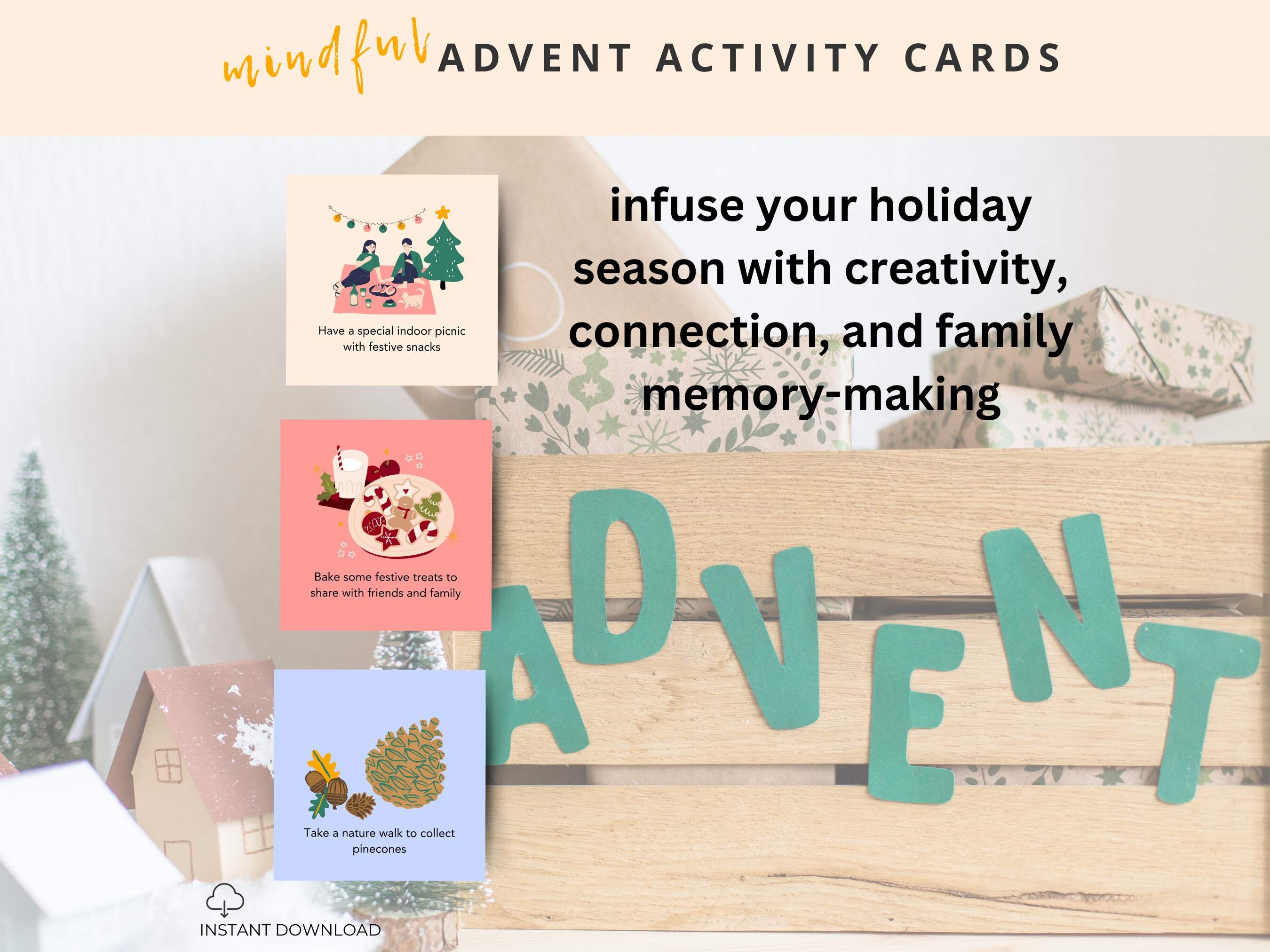 25 Printable Advent Cards, Family Kids Advent Printable, Christmas ...