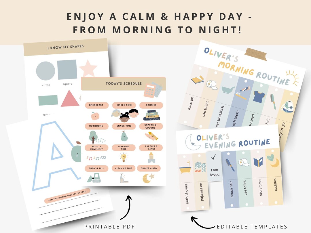 Preschool Morning Menu Printable, Morning & Evening Routine Flip Chart ...