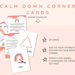Boho Calming Corner Flashcards, Calming Strategies Flash Cards, Calming ...