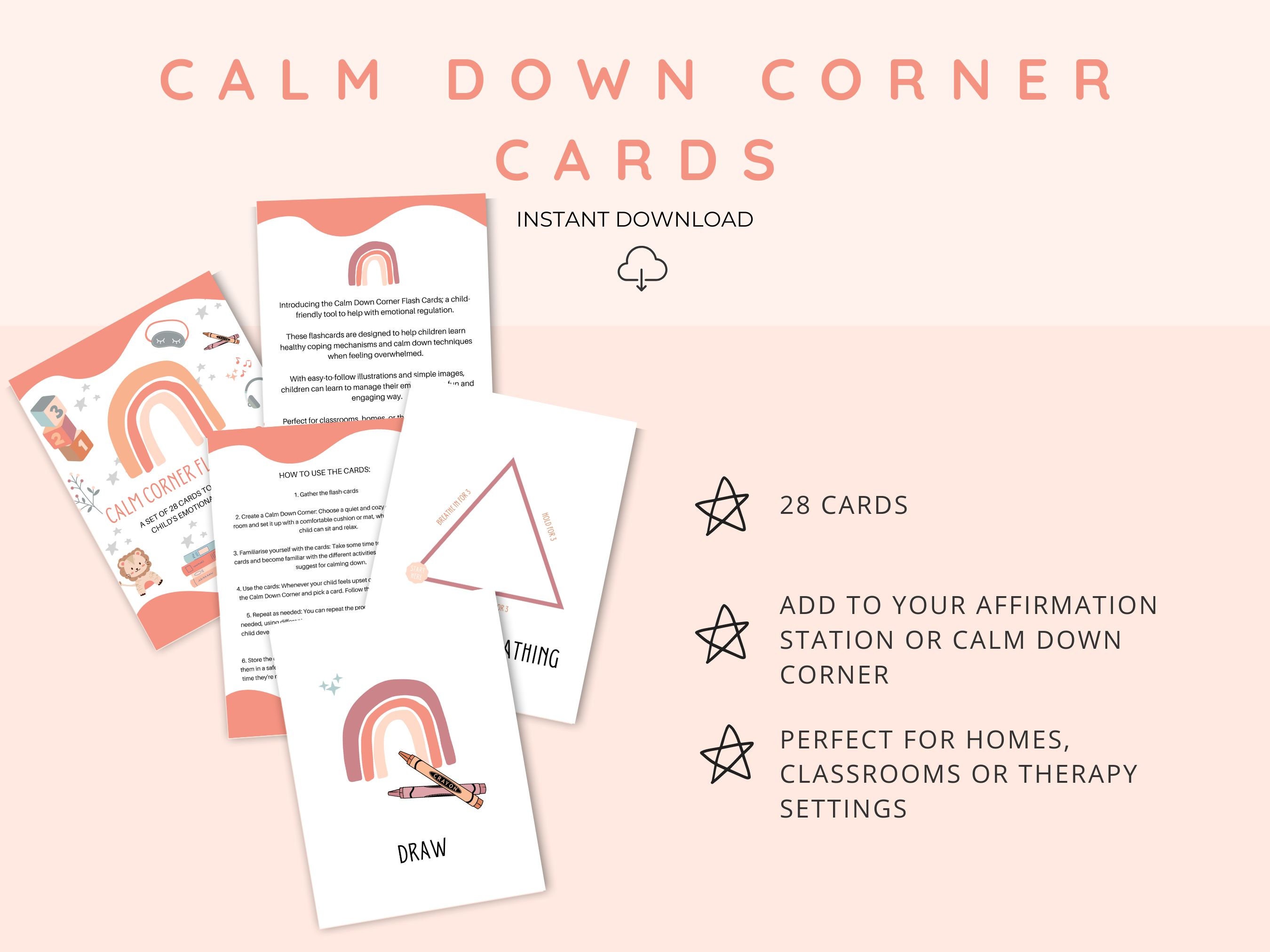 Boho Calming Corner Flashcards, Calming Strategies Flash Cards, Calming ...