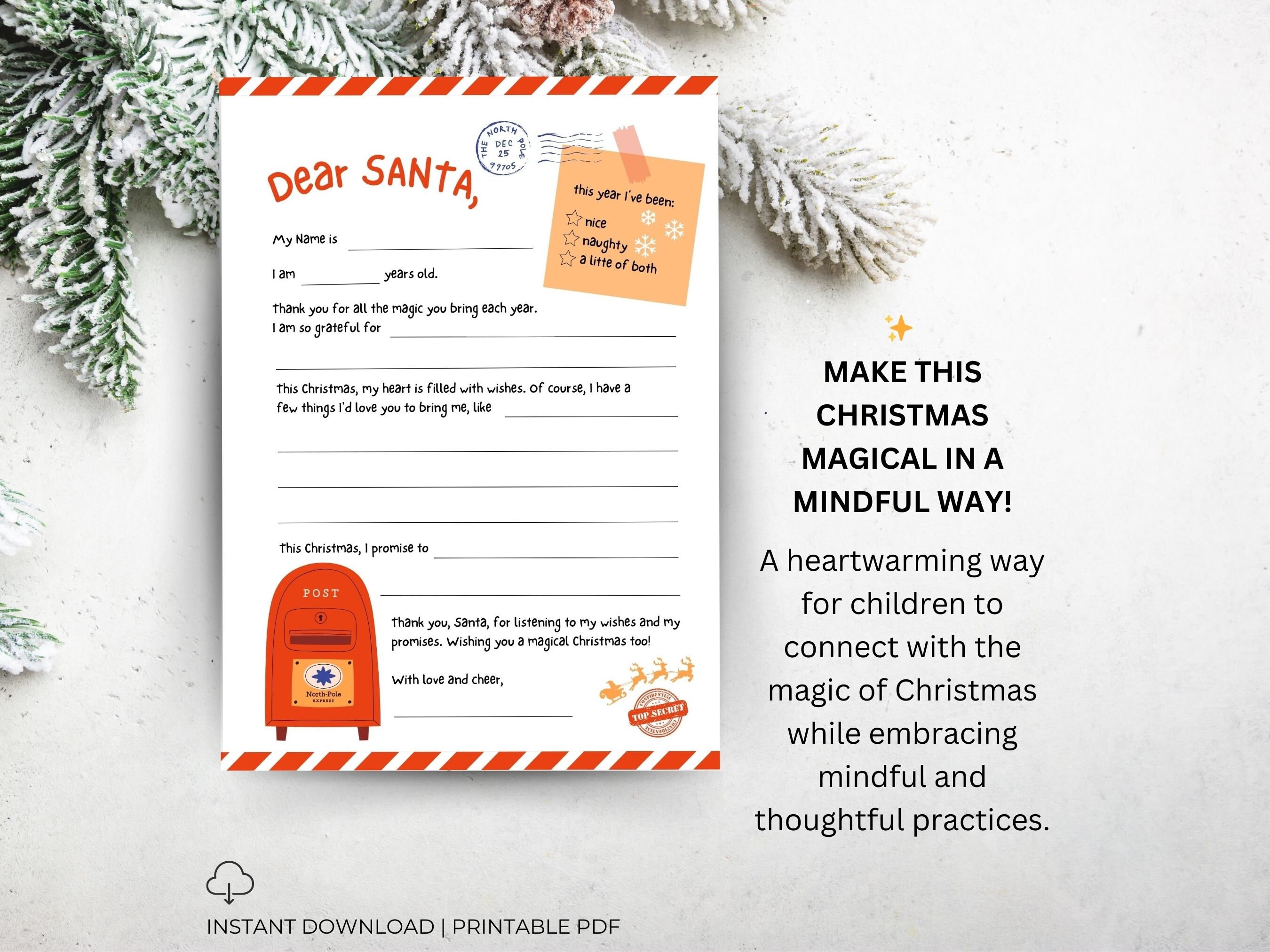 Letter to Santa, Printable Christmas List, Dear Santa, Printable Letter ...