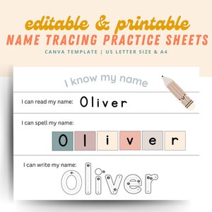 I Can Write My Name Worksheet | Editable Custom Name Tracing Sheet ...