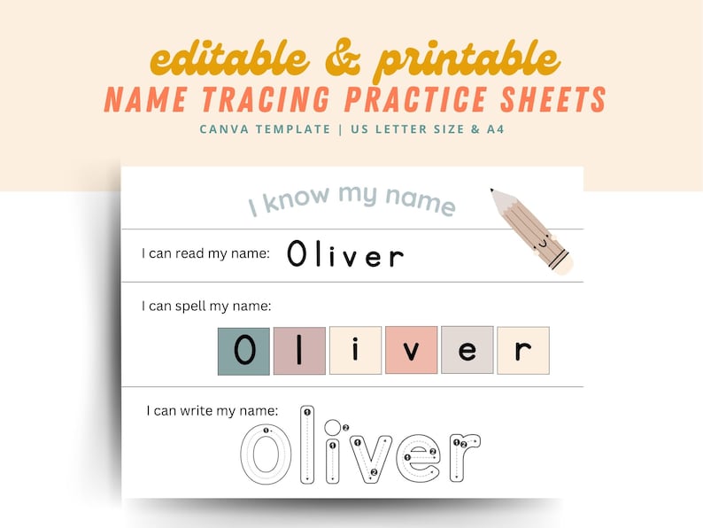 I Can Write My Name Worksheet | Editable Custom Name Tracing Sheet ...