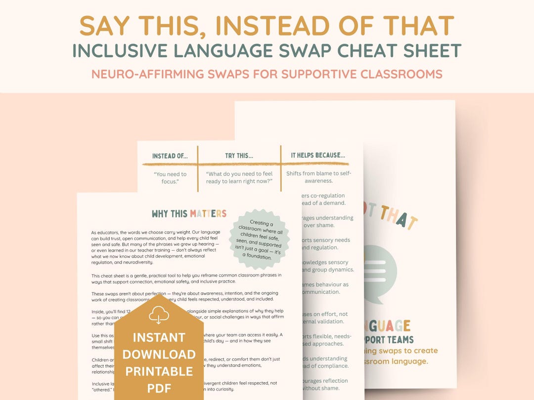 Say This Instead Cheat Sheet, Classroom Management Tool, Classroom ...