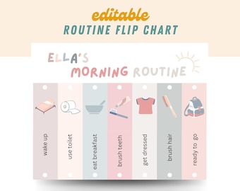 Morning & Evening Routine Flip Chart, Editable Visual Schedule ...