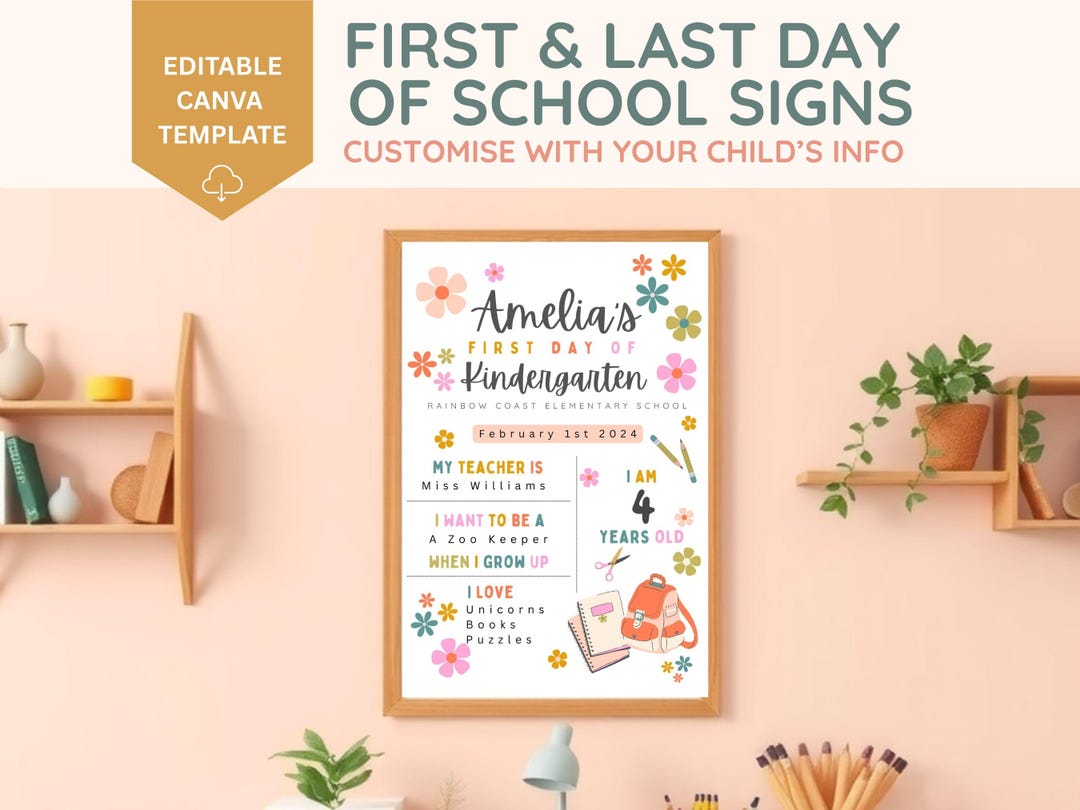 Editable First Day of School Sign Flower, Back to School Board, Last ...