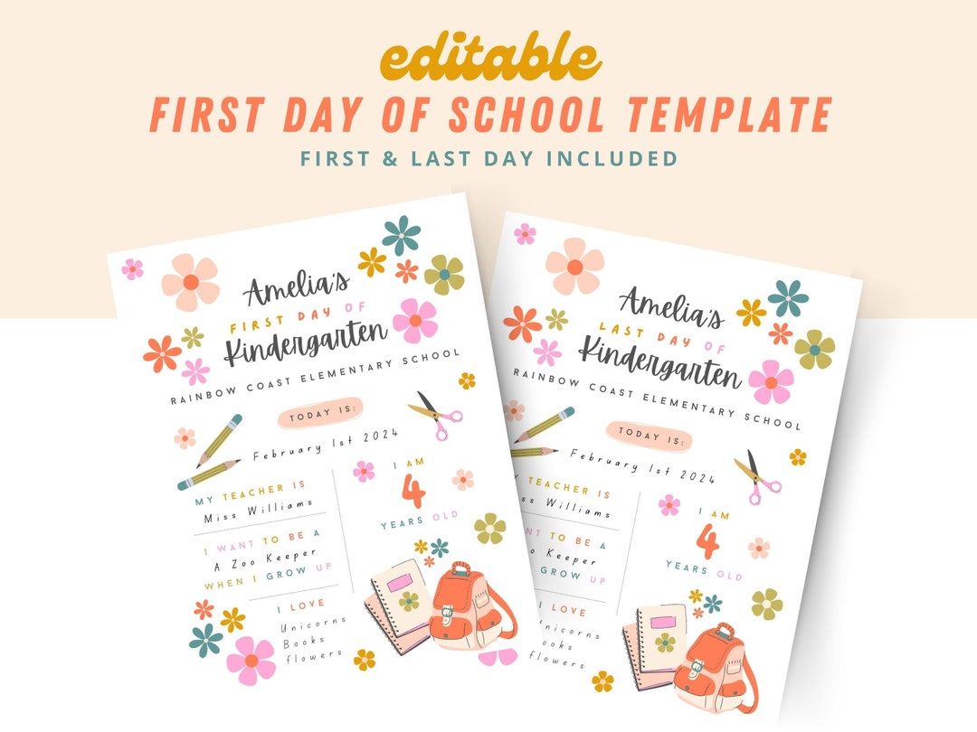 Editable First Day of School Sign Flower, Back to School Board, Last ...