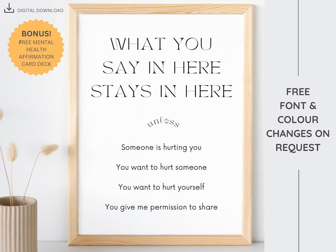 Confidentiality Poster Sign Counseling Office Decor Social Worker ...