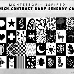 32 High Contrast Baby Cards Bundle Printable Montessori Black and White ...