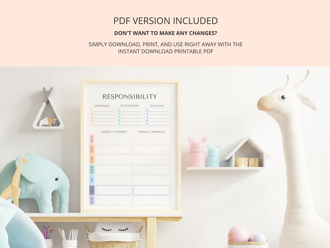 Editable Kids Chore Charts Reward Allowance Screen Time - Etsy